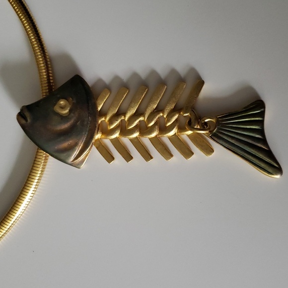 no brand | Jewelry | Gold Tone Fish Choker Neclace | Poshmark
